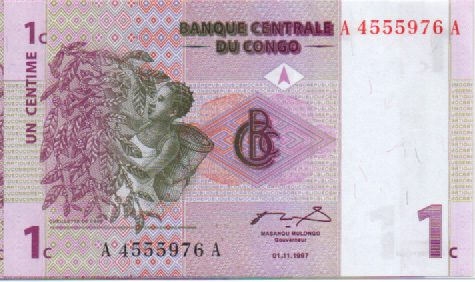 4676 – Republica Democrática do Congo – 1 Centime – P.80.a – FE ...